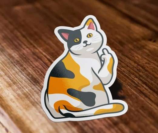 Cat Flipping Off Sticker | Self Esteem Shop